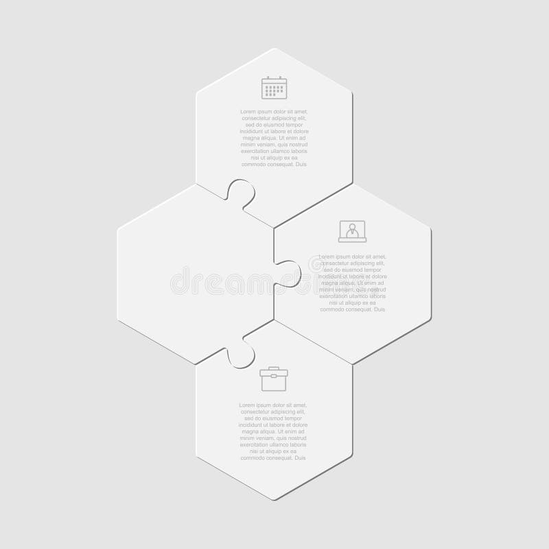 Three Pieces Jigsaw Puzzle Hexagon Info Graphic Stock Vector ... Three Pieces Jigsaw Puzzle Hexagon Info Graphic Stock Vector ...