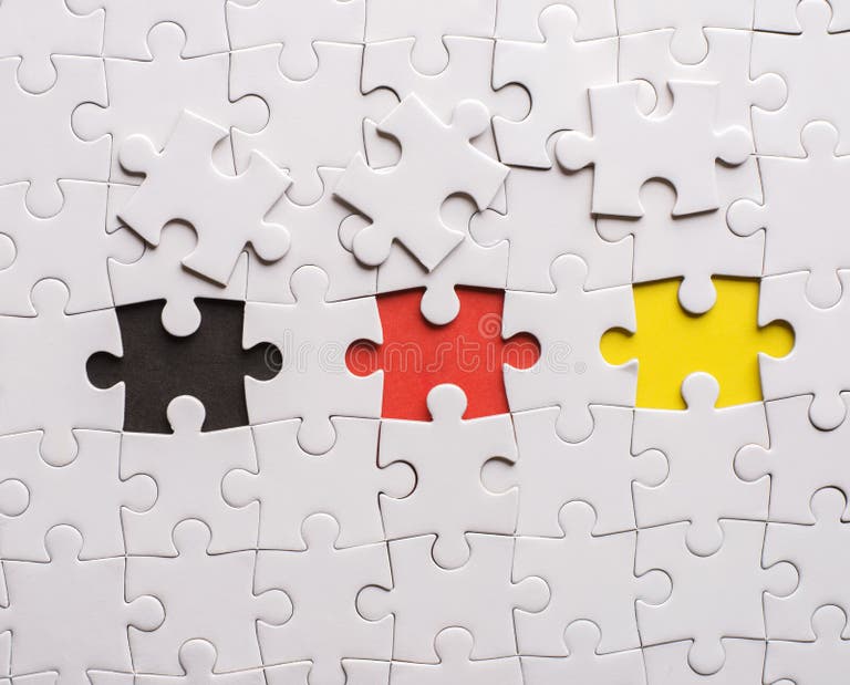 Three Pieces of Puzzle. Concept Image of Teamwork Building Stock Photo ...