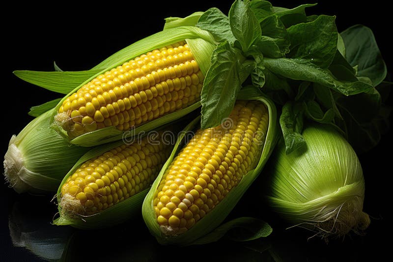 Three Pieces of Sweet Corn, Isolated in the White Backg Stock ...