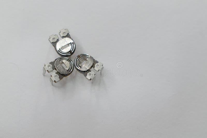 Three Pieces of Variable Resistor on a White Background. Potentiometers ...