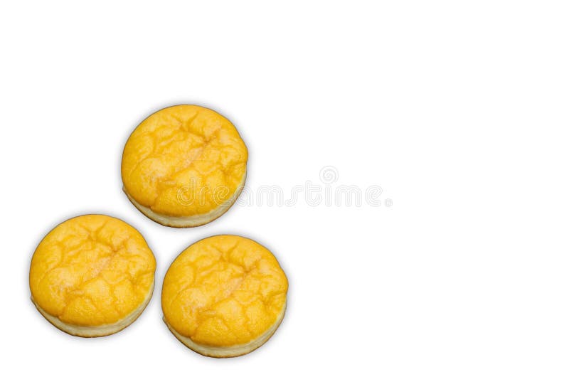 Three Pieces of Yellow Bread on a White Background Stock Photo - Image ...