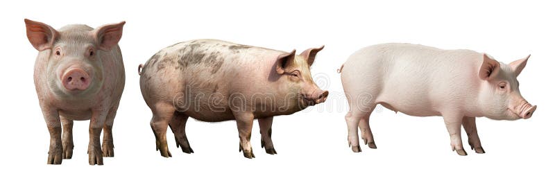 Three Pigs on a Transparent Background. the Image Showcases Different ...
