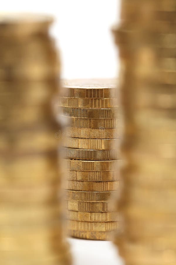 Three piles of gold coins stock photo. Image of revenue - 23260844
