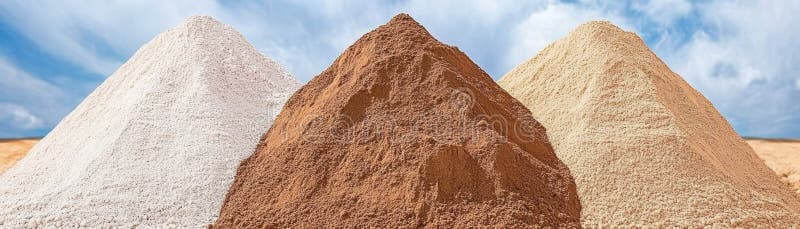 Three Piles of Sand in Different Colors: White, Brown, and Beige Stock ...