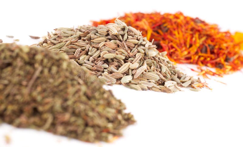 Three piles of spices stock image. Image of pepper, bright - 13626959