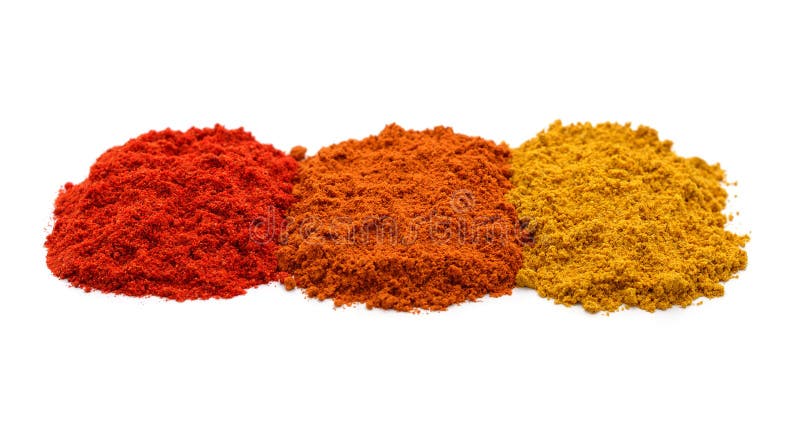 Three piles of spices stock image. Image of background - 284495249