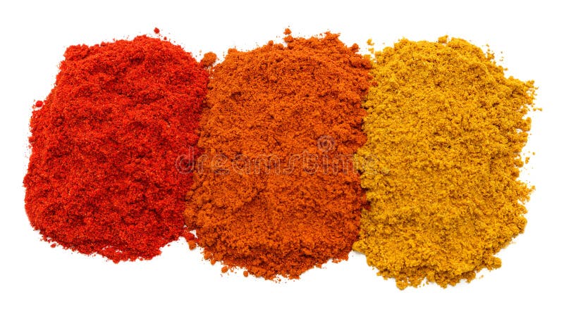 Three piles of spices stock photo. Image of decorative - 157505936