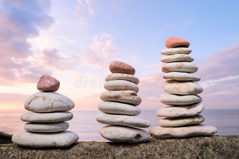 Three Piles of White Pebbles Stock Photo - Image of equilibrate ...