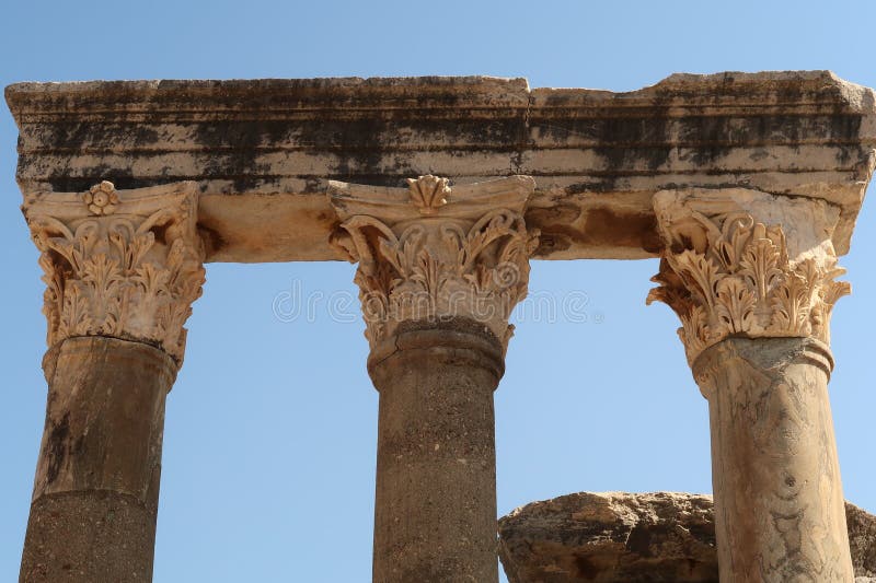 Three Pillars at the Archaeological Site of Ephesus, Selcuk, Turkey ...