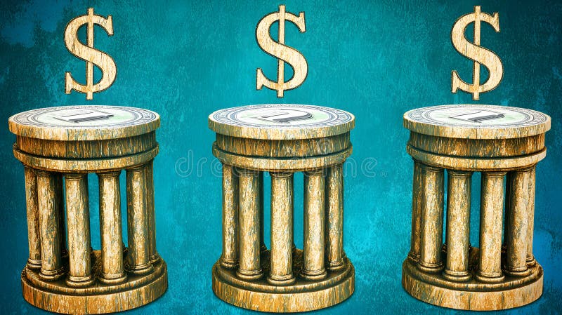 Three Pillars Representing Financial Stability Stock Illustration ...