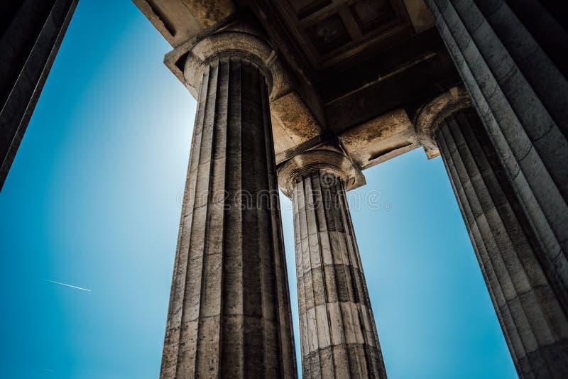 Three Pillars Structure Under a Clear Blue Sky Stock Photo - Image of ...
