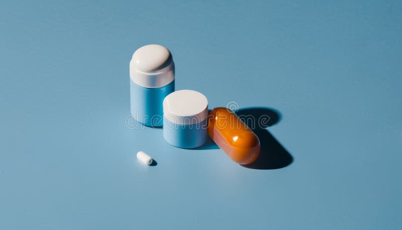 Three Pills on a Blue Background Stock Illustration - Illustration of ...