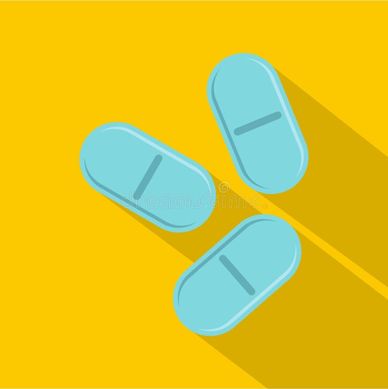 Three Pills Icon, Flat Style Stock Vector - Illustration of health ...