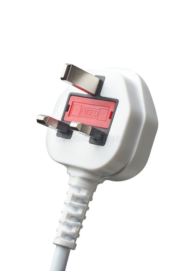 Three Pin Ac Power Plug Isolated White Stock Image - Image of volt ...