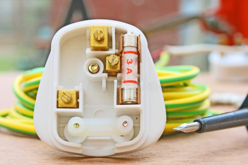 Three pin plug. stock photo. Image of trade, construction - 12902600