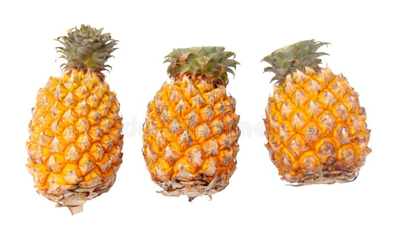 Three Pineapples Isolated on a White Background Stock Image - Image of ...