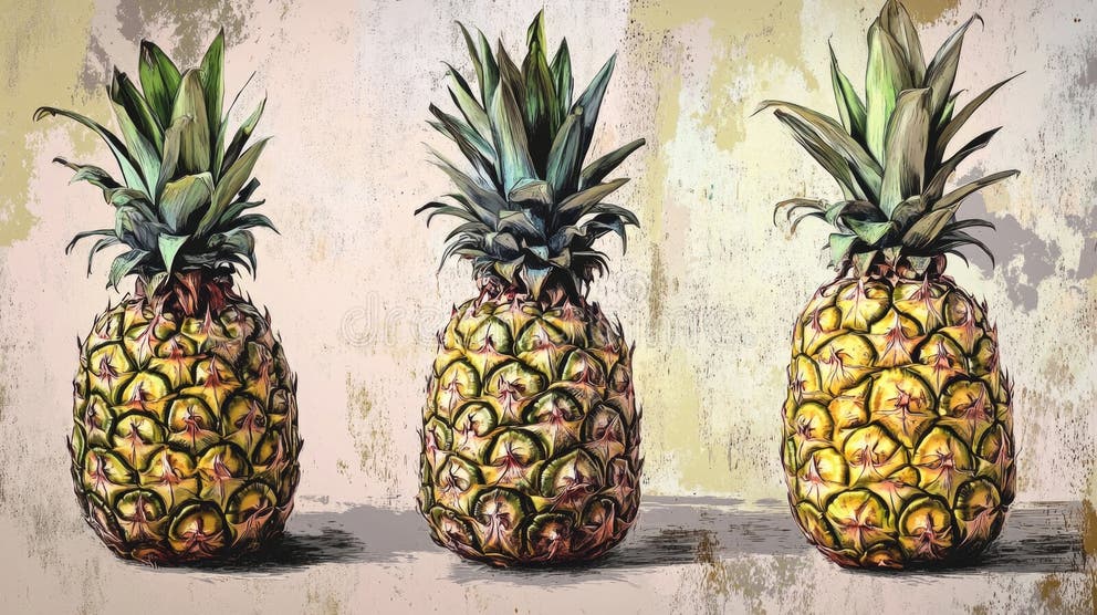 Three pineapples on table stock image. Image of table - 376902273