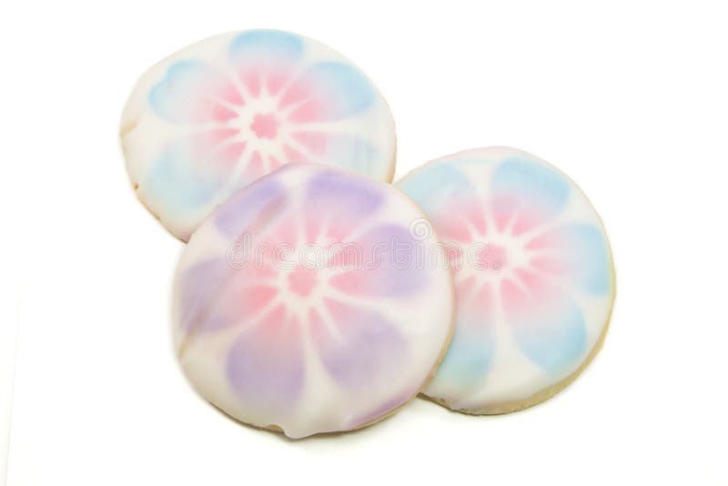 Three Pink and Blue Cookies Stock Photo - Image of blue, sugar: 20542578