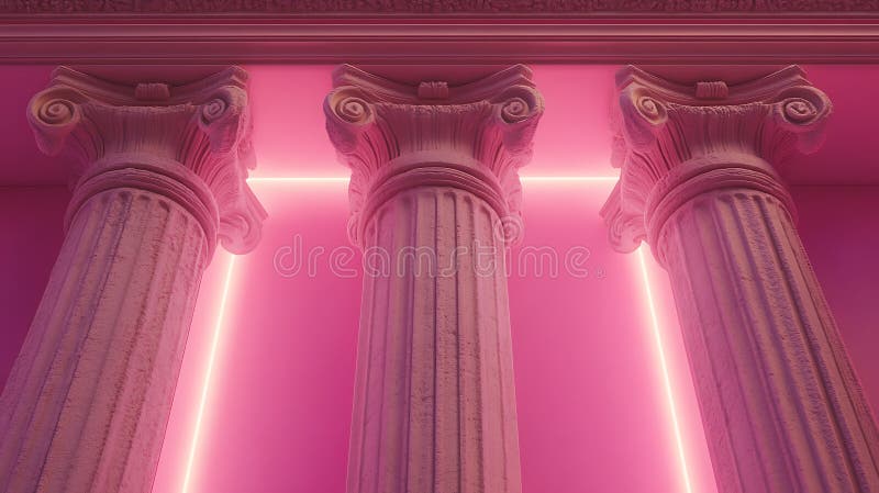 Three Pink Columns Underneath a Pink Ceiling Stock Photo - Image of ...