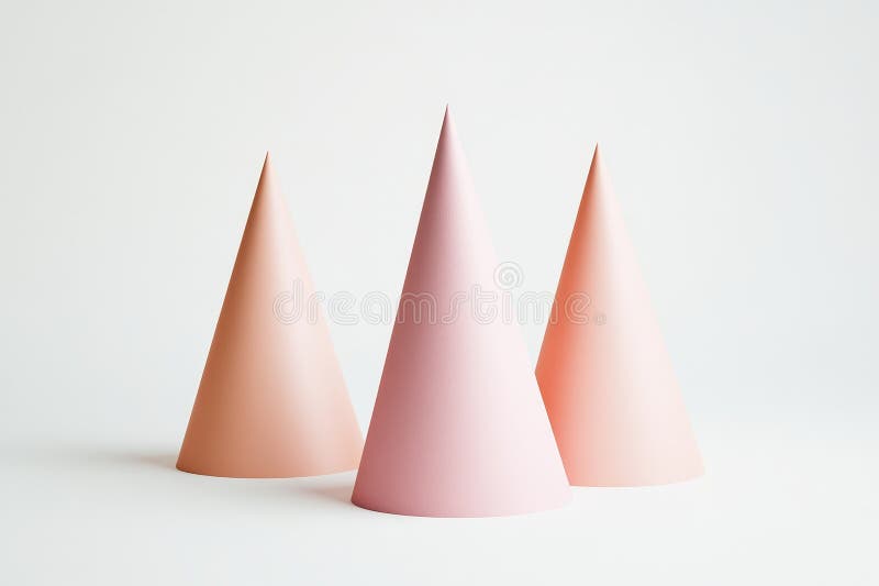 Three Pink Cone Shaped Objects Stock Illustration - Illustration of ...