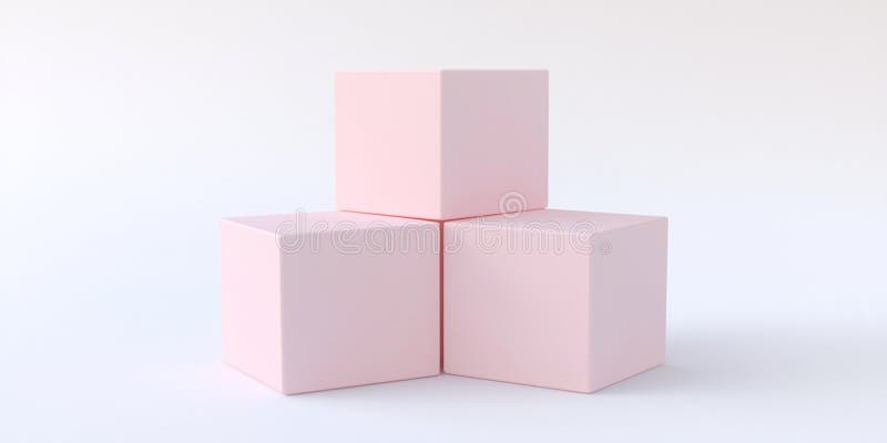 Three Pink Cubes Minimalist Product Display Background Pastel Studio ...