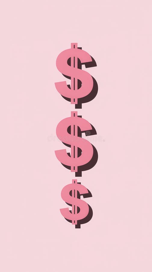 Three Pink Dollar Signs are Shown on a Pink Background Stock ...