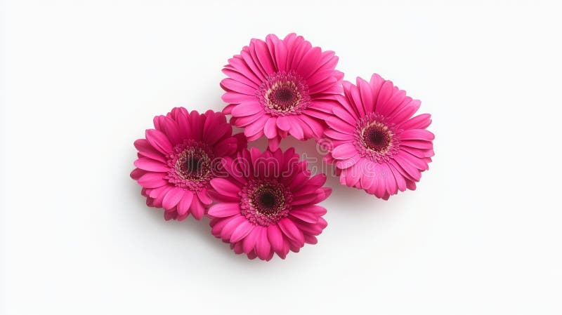 Three Pink Flowers with Delicate Stems, Laid Out Horizontally on a ...