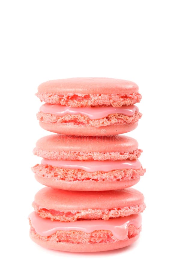 Three Pink Macaroon Stacked Stock Image - Image of handmade, confection ...
