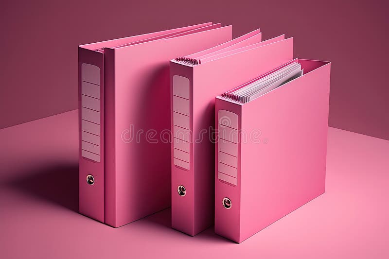 Three pink office folders stock illustration. Illustration of open ...