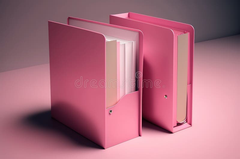 Three pink office folders stock illustration. Illustration of concept ...