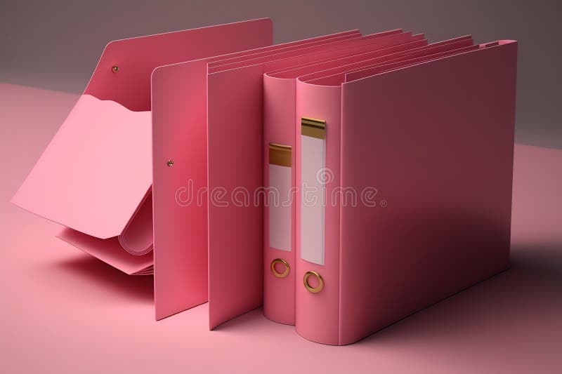 Three pink office folders stock illustration. Illustration of design ...