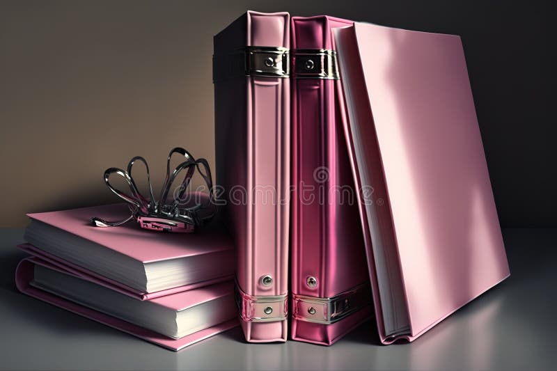 Three pink office folders stock illustration. Illustration of paper ...