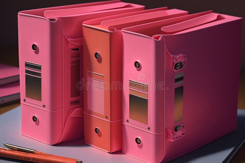 Three pink office folders stock illustration. Illustration of ...