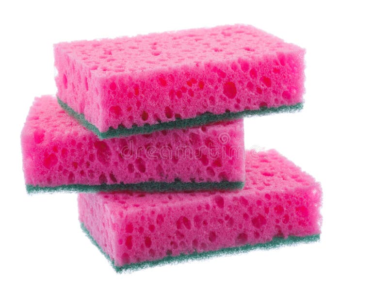 Pink Sponge on White Isolated Background Stock Image - Image of green ...
