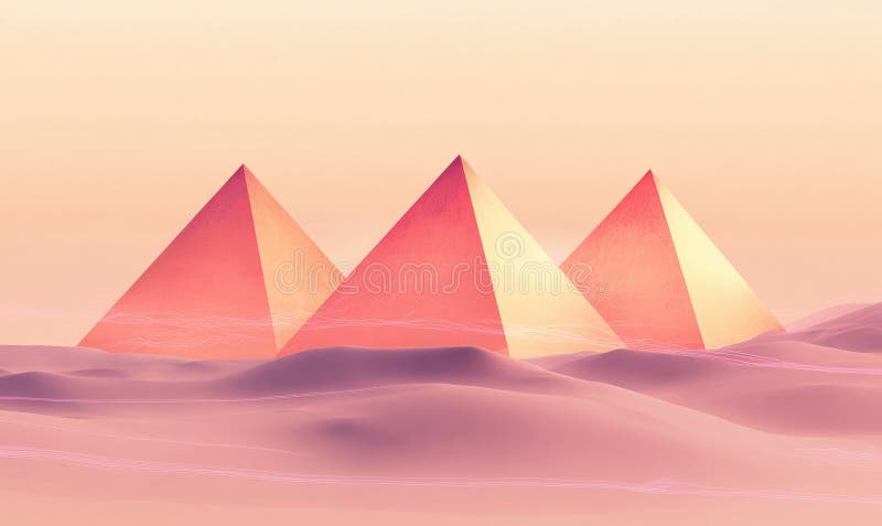 Three Pink Pyramids are on a Sandy Beach Stock Illustration ...