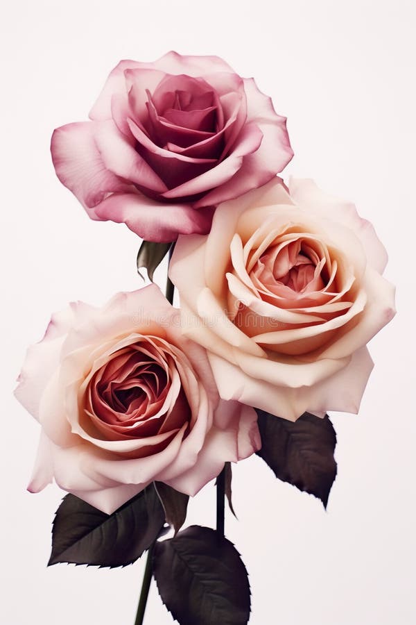 Three Red Roses in a Vase on a Table. Generative AI Image. Stock ...