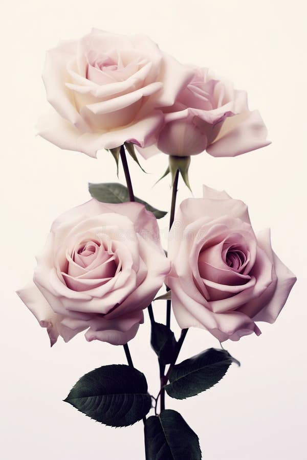 Three Pink Roses in a Vase on a Table. Generative AI Image. Stock ...