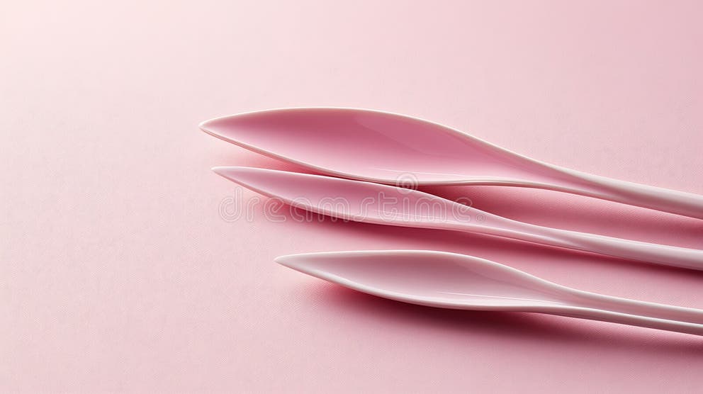 Three Pink Spoons on a Pink Background Stock Image - Image of aesthetic ...