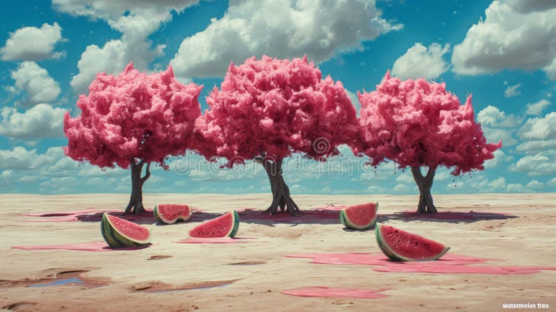 Watermelon Slices are Shown in Close Up, AI Stock Illustration ...