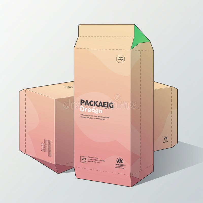 Three Pinkish-beige Cartons with a Minimalistic Design. the Front ...