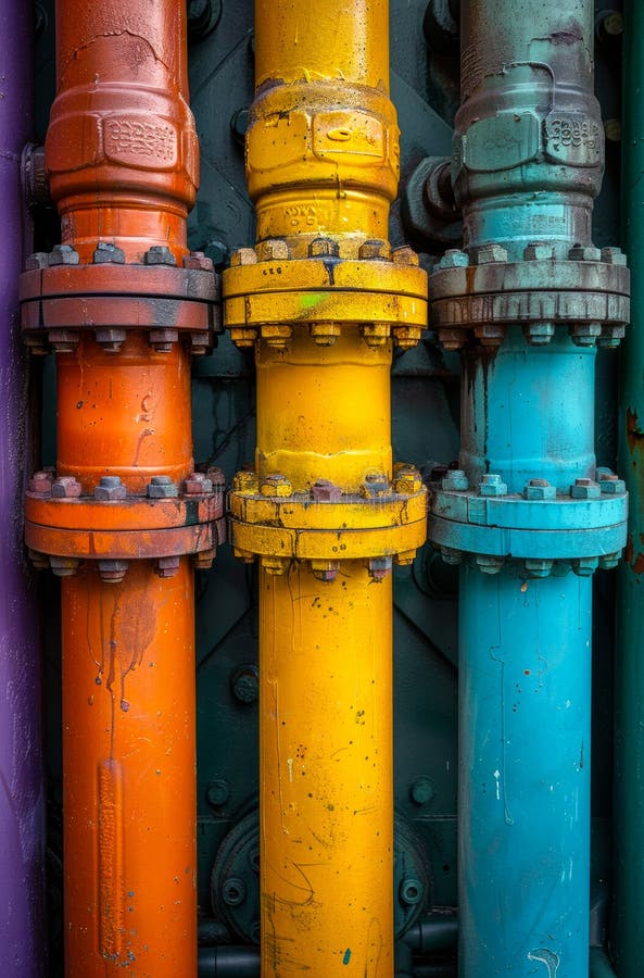 Three Pipes of Different Colors are Shown, with the Middle One Being ...