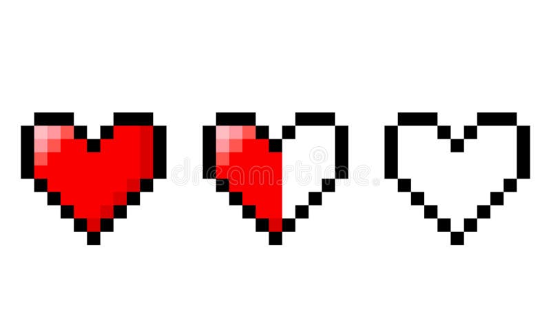 Pixel Hearts Set. Minecraft Vector Hearts Set. Stock Vector ...