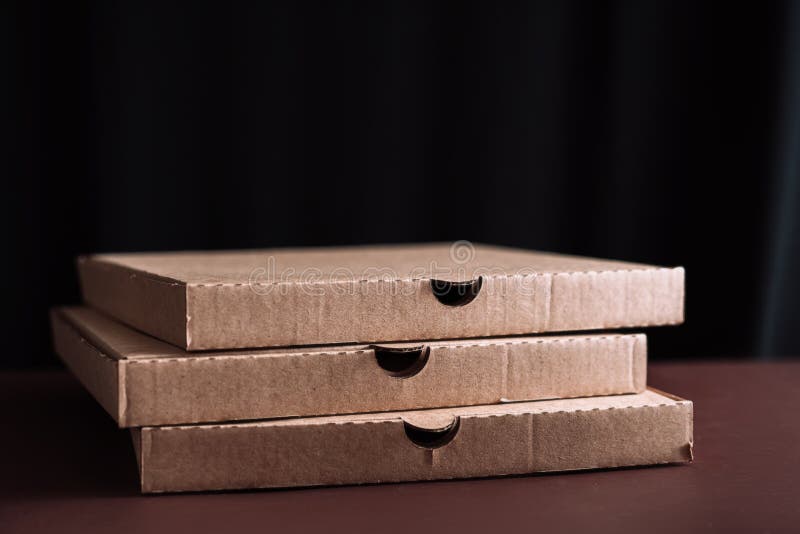 Three Pizza Boxes Stacked on Top of Each Other Stock Photo - Image of ...