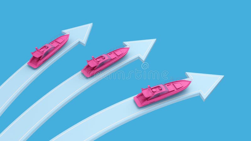Three Sea Boat on the Arrow Stock Illustration - Illustration of swim ...