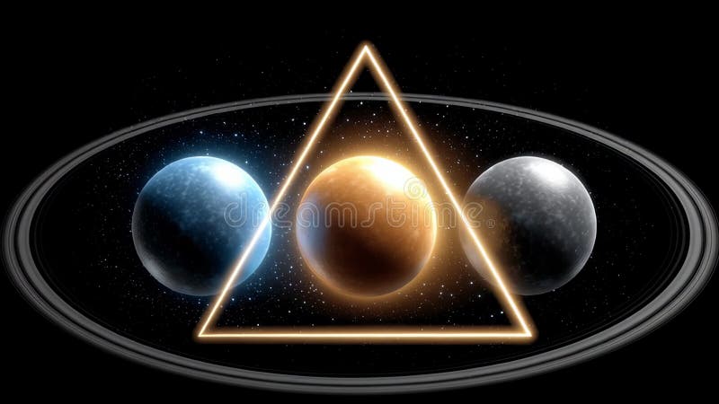 Three Planets Orbit Around Central Body within Luminous Triangle in ...