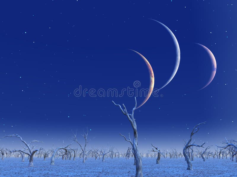 Three planets rise stock illustration. Illustration of deep - 34678415