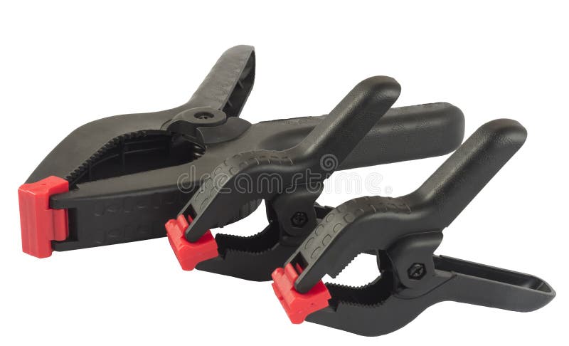Three Plastic Clamps on a White Background Stock Image - Image of ...