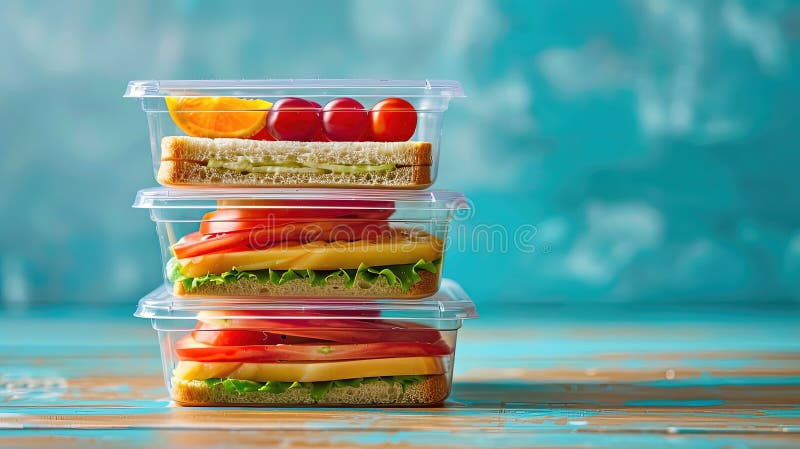Three Plastic Containers Stacked on Top of Each Other Stock Photo ...