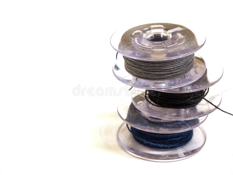 Plastic Spool of Threads for Sewing Machine on a White Background Stock ...