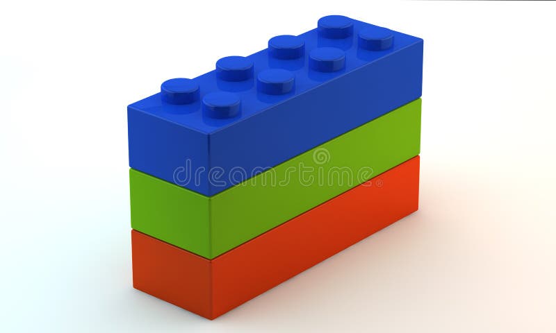 Three plastic toy blocks stock illustration. Illustration of orange ...